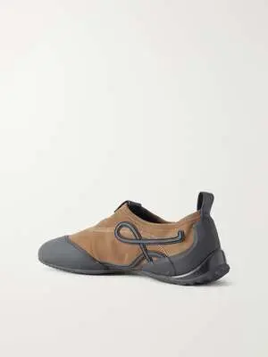 Loewe Grip Aqua Rubber-trimmed Stretch Suede Sneakers