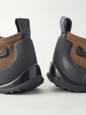Loewe Grip Aqua Rubber-trimmed Stretch Suede Sneakers - Brown