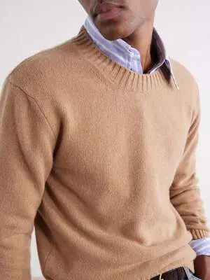 AMI Paris Logo-embroidered Cashmere And Wool-blend Sweater