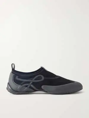Loewe Grip Aqua Rubber-trimmed Stretch Suede Sneakers - Black