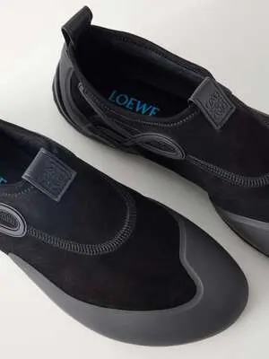 Loewe Grip Aqua Rubber-trimmed Stretch Suede Sneakers