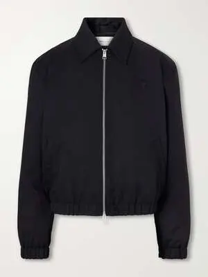 AMI Paris De Coeur Logo-embroidered Virgin Wool-gabardine Jacket - Black