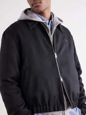 AMI Paris De Coeur Logo-embroidered Virgin Wool-gabardine Jacket