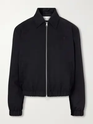 AMI Paris De Coeur Logo-embroidered Virgin Wool-gabardine Jacket - Black