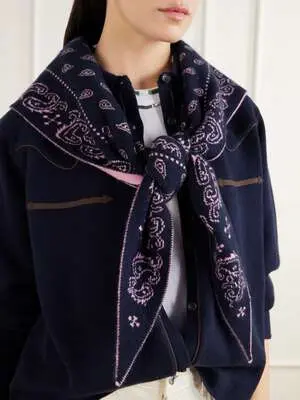 Guest In Residence The Wild Rag Cashmere-jacquard Scarf - Navy