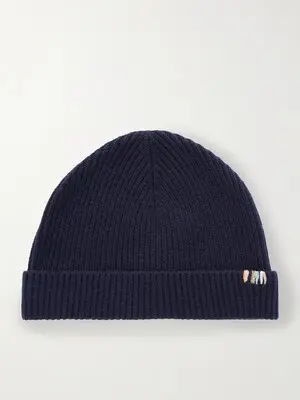 Extreme Cashmere Ribbed Cashmere Beanie Blue