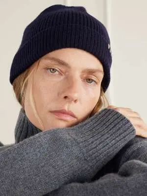Extreme Cashmere Ribbed Cashmere Beanie - Navy