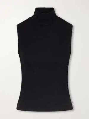 LESET Lauren Stretch-knit Top - Black