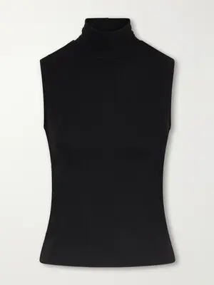 LESET Lauren Stretch-knit Top - Black