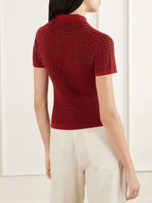 Guest In Residence Shrunken Waffle Cropped Cashmere Polo Shirt