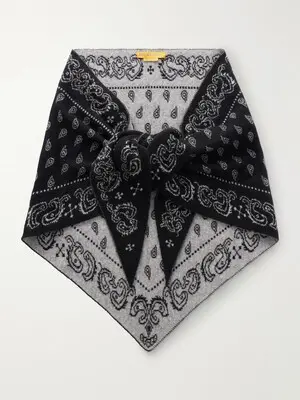 Guest In Residence The Wild Rag Cashmere-jacquard Scarf - Black