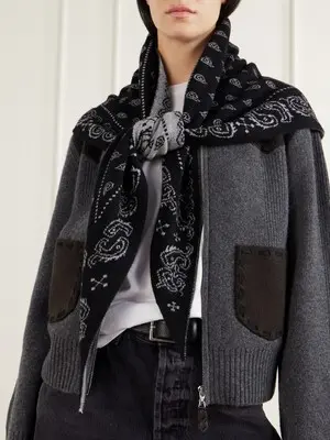 Guest In Residence The Wild Rag Cashmere-jacquard Scarf - Black