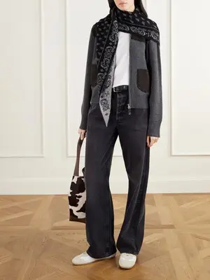 Guest In Residence The Wild Rag Cashmere-jacquard Scarf - Black