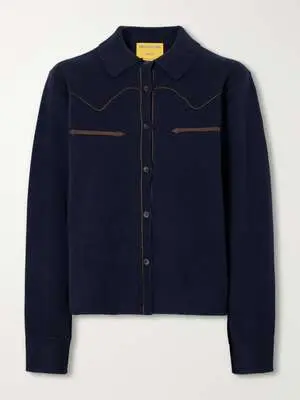 Guest In Residence Western Cropped Cashmere Cardigan - Navy