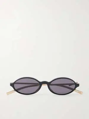 Dior Bow R2i Oval-frame Acetate And Gold-tone Sunglasses - Black