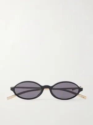 Dior Bow R2i Oval-frame Acetate And Gold-tone Sunglasses - Black