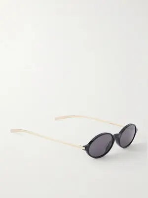 Dior Bow R2i Oval-frame Acetate And Gold-tone Sunglasses - Black