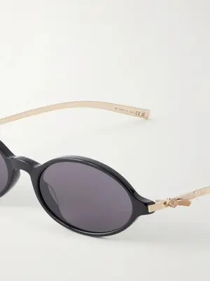 Dior Bow R2i Oval-frame Acetate And Gold-tone Sunglasses - Black