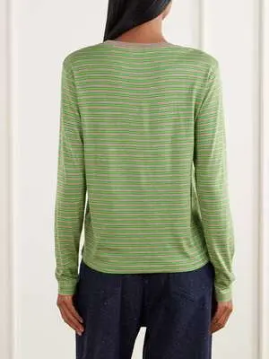 Auralee Striped Wool-jersey T-shirt