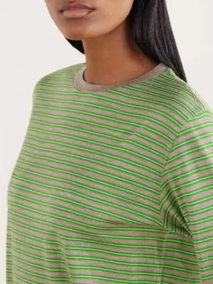 Auralee Striped Wool-jersey T-shirt