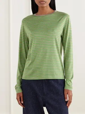 Auralee Striped Wool-jersey T-shirt