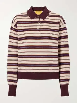 Guest In Residence Collegiate Striped Cashmere Polo Sweater - Multi