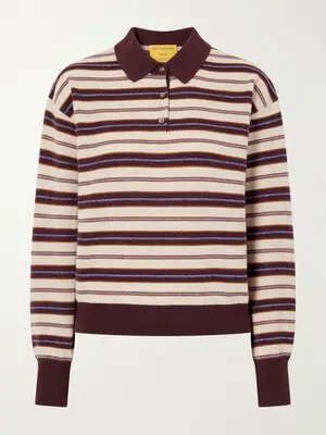 Guest In Residence Collegiate Striped Cashmere Polo Sweater - Multi