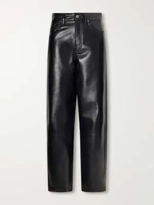 AGOLDE Nate Leather-blend Tapered Pants - Black