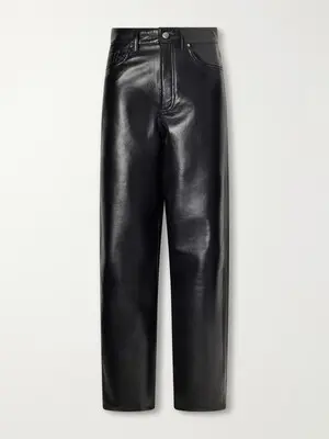 AGOLDE Nate Leather-blend Tapered Pants - Black