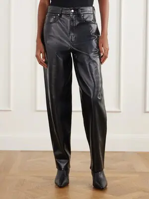 AGOLDE Nate Leather-blend Tapered Pants - Black