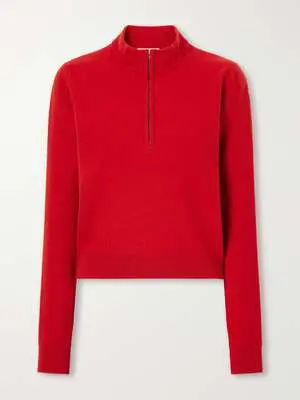 Auralee Wool Half-zip Sweater - Red