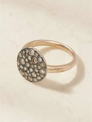 Pomellato Sabbia 18-karat Rose And Rhodium-plated Brown Diamond Ring - Gold