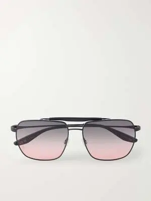 Barton Perreira Bhanot Aviator-style Titanium Sunglasses - Black