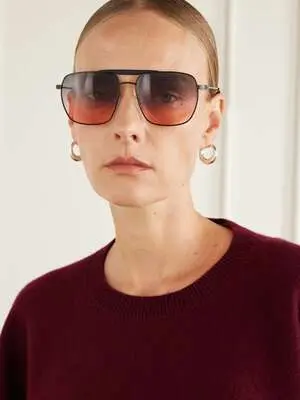 Barton Perreira Bhanot Aviator-style Titanium Sunglasses