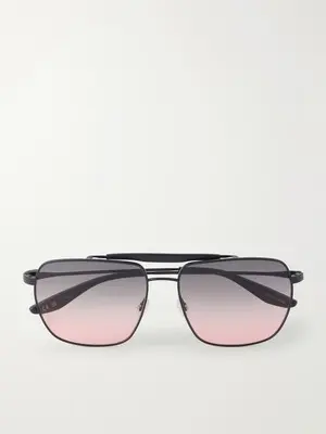 Barton Perreira Bhanot Aviator-style Titanium Sunglasses - Black