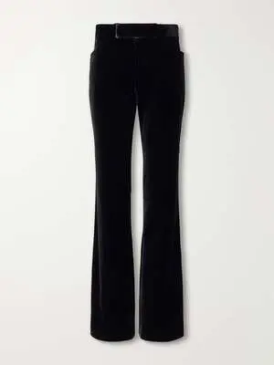 Balmain Velvet Straight-leg Pants - Black