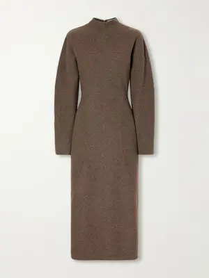 Max Mara Tenuta Paneled Wool-blend Midi Dress - Brown