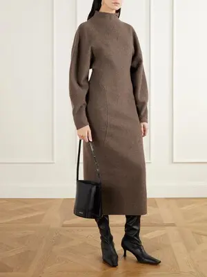 Max Mara Tenuta Paneled Wool-blend Midi Dress - Brown