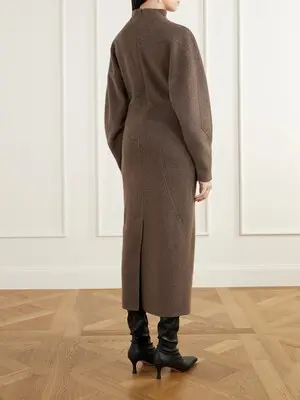 Max Mara Tenuta Paneled Wool-blend Midi Dress - Brown