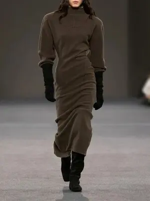 Max Mara Tenuta Paneled Wool-blend Midi Dress - Brown
