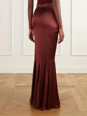 Max Mara Tabarin Pleated Silk-satin Maxi Skirt