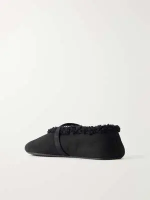 Alaïa La Ballerine Shearling-trimmed Suede Ballet Flats