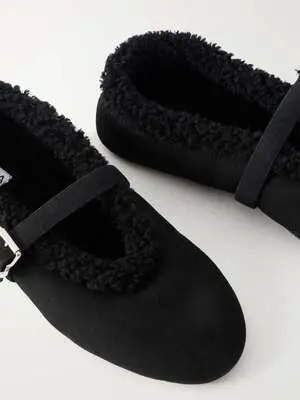 Alaïa La Ballerine Shearling-trimmed Suede Ballet Flats