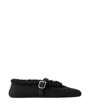 Alaïa La Ballerine Shearling-trimmed Suede Ballet Flats - Black