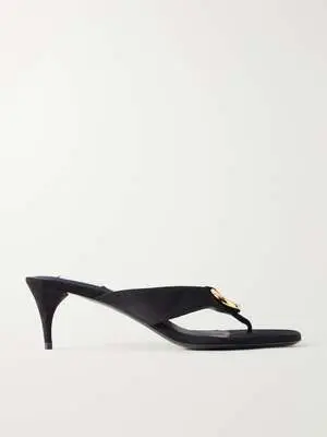 Alaïa Infra 55 Embellished Suede Thong Sandals - Black