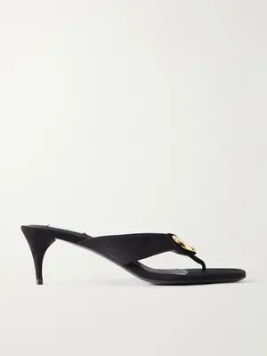 Alaïa Infra 55 Embellished Suede Thong Sandals - Black