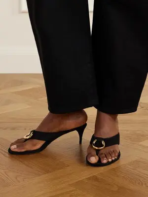 Alaïa Infra 55 Embellished Suede Thong Sandals
