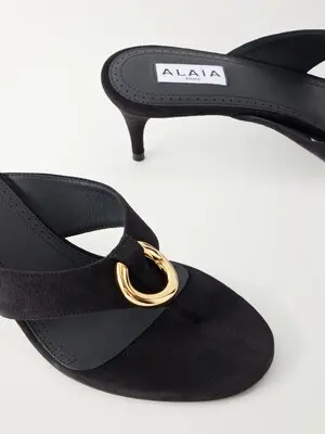 Alaïa Infra 55 Embellished Suede Thong Sandals