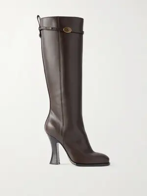 Burberry 100 Belted Leather Knee-high Boots - Brown