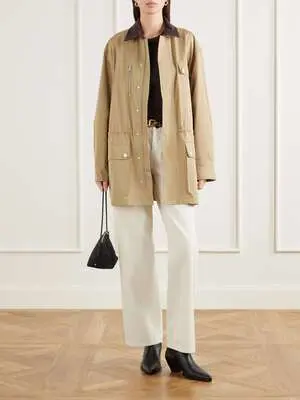 FRAME The Safari Drawstring Corduroy-trimmed Cotton-twill Jacket